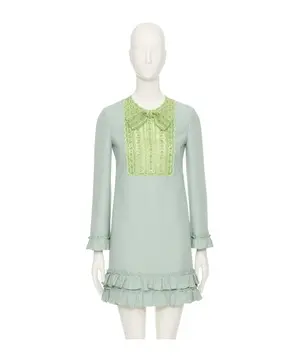 Valentino Garavani Embroidered Ruffled Long-sleeved Dress