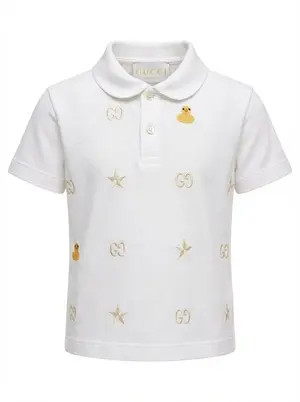 Gucci Embroidered Cotton Polo Shirt