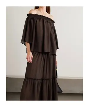 JOSEPH Emi Off-the-shoulder Shirred Seersucker Top