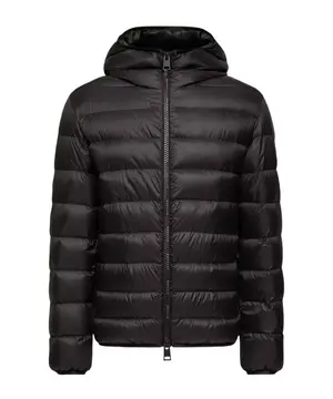 Moncler Alrai Hooded Zip-up Short Padded Jacket - Black