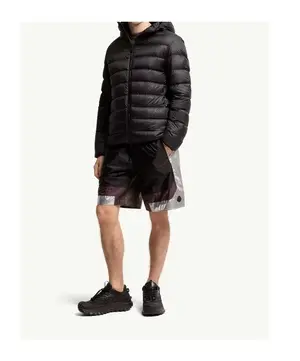 Moncler Alrai Hooded Zip-up Short Padded Jacket - Black