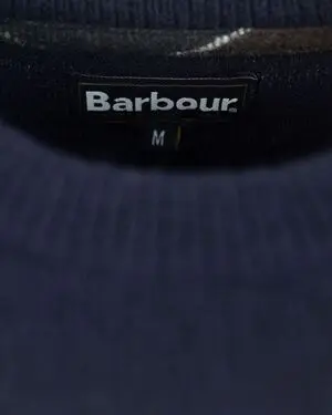 Barbour Checked-panel Crewneck Jumper - Blue