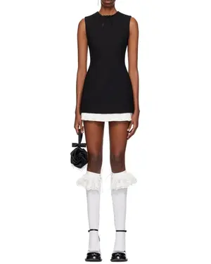 SHUSHU/TONG Sleeveless Dress With Knot And Twill Lotus Leaf Edge