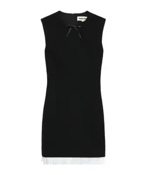 SHUSHU/TONG Sleeveless Dress With Knot And Twill Lotus Leaf Edge