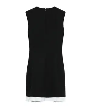 SHUSHU/TONG Sleeveless Dress With Knot And Twill Lotus Leaf Edge