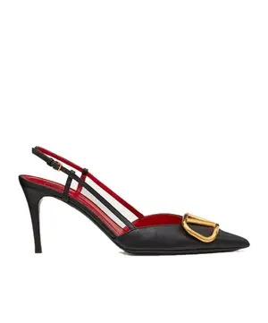 Valentino Garavani Vlogo Signature Pointed-toe Slingback Pumps - Black