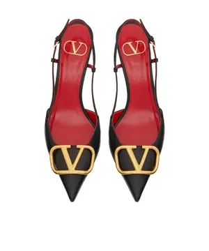 Valentino Garavani Vlogo Signature Pointed-toe Slingback Pumps - Black