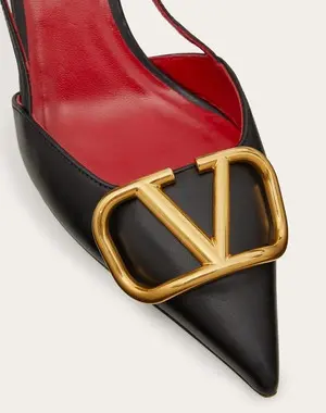 Valentino Garavani Vlogo Signature Pointed-toe Slingback Pumps - Black