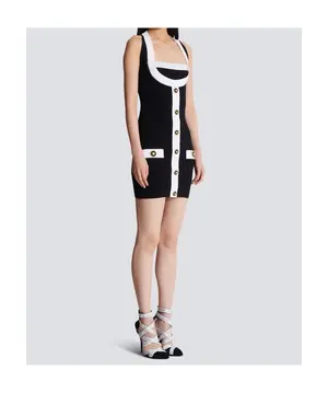 Balmain Halterneck Knitted Mini Dress - Black