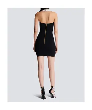 Balmain Halterneck Knitted Mini Dress - Black