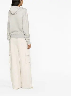 JIL SANDER Logo Patch Drawstring Hoodie - Gray
