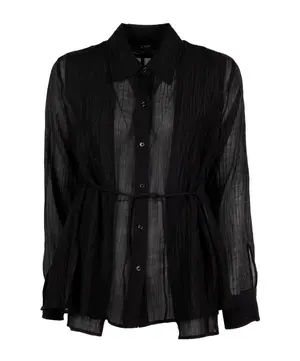 Seventy Crinkled-finish Belted Shirt