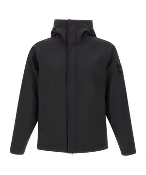 Stone Island Softshell Hooded Parka - Black