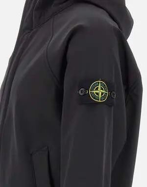 Stone Island Softshell Hooded Parka - Black