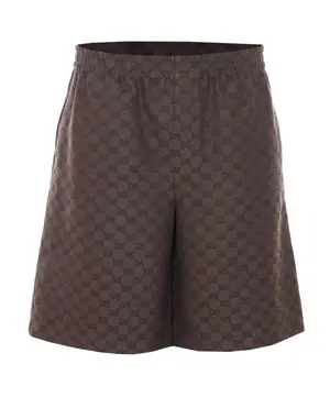 Gucci Monogrammed Elastic Waist Shorts - Brown