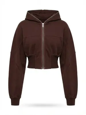 Rick Owens Cropped Zip-up Hoodie - Black