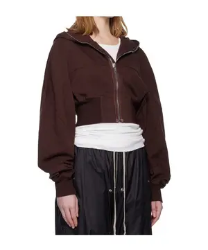 Rick Owens Cropped Zip-up Hoodie - Black