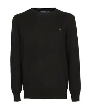 Polo Ralph Lauren Crew Neck Knitted Pullover With Logo - Black
