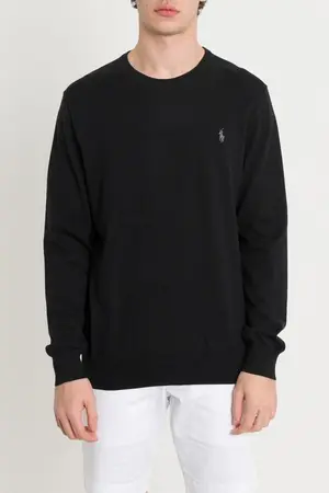 Polo Ralph Lauren Crew Neck Knitted Pullover With Logo - Black