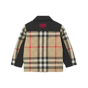 Burberry Diamond Quilted Check Jacket With Logo Appliqu