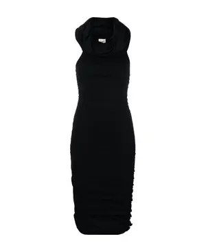 Khaite Off-the-shoulder Ruched Midi Dress - Black