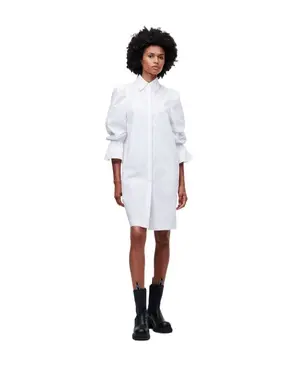 Karl Lagerfeld Puff Sleeve Poplin Dress