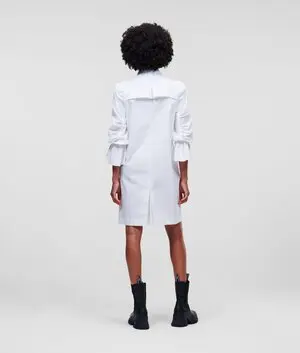 Karl Lagerfeld Puff Sleeve Poplin Dress