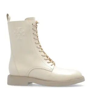 Tory Burch Logo-embossed Leather Lace-up Boots