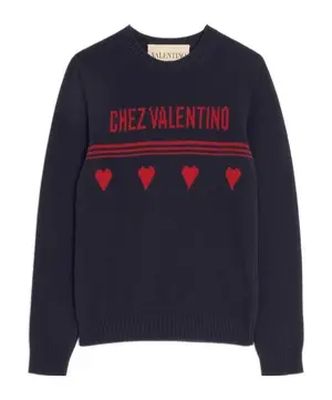 Valentino Garavani Heart Motif Crewneck Sweater - Black