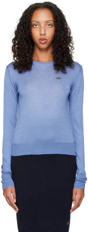 VIVIENNE WESTWOOD Orb Embroidered Knit Jumper - Blue