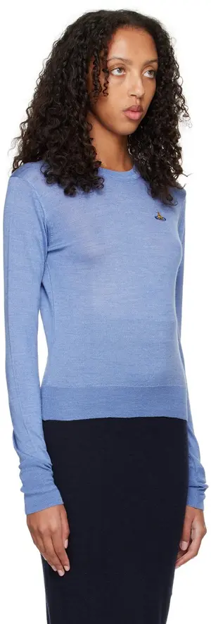 VIVIENNE WESTWOOD Orb Embroidered Knit Jumper - Blue