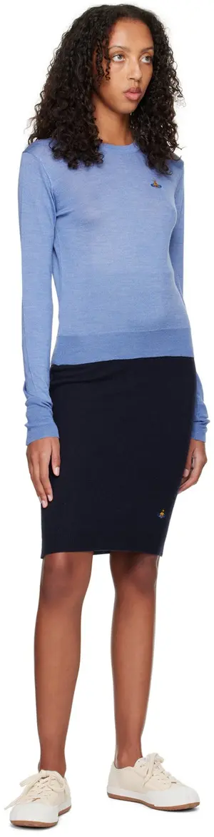 VIVIENNE WESTWOOD Orb Embroidered Knit Jumper - Blue