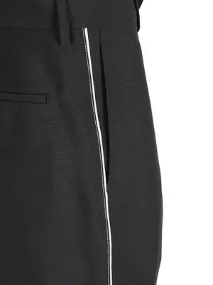 Prada Tailored Straight Leg Trousers With Contrast Piping