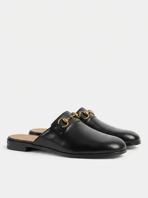 Gucci Horsebit Leather Mules - Black