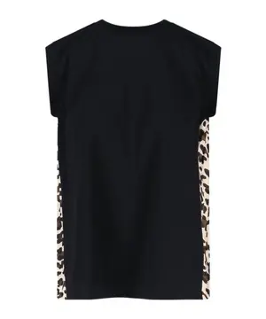 Sacai Leopard Print Pleated T-shirt
