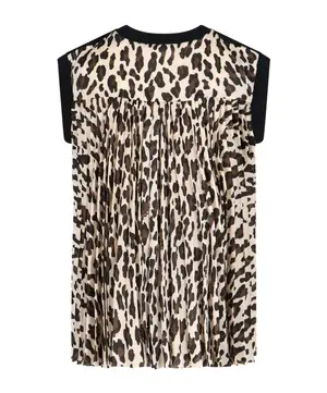 Sacai Leopard Print Pleated T-shirt