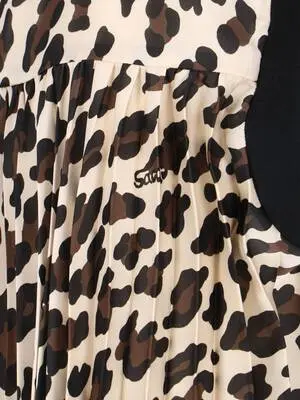 Sacai Leopard Print Pleated T-shirt