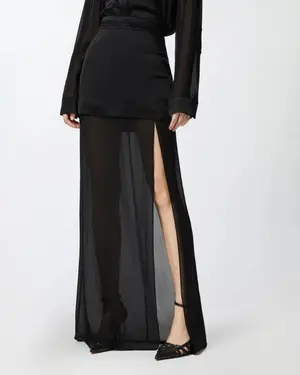 Pinko Layered Maxi Skirt With Side Slit