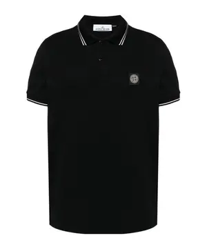 Stone Island Logo-embroidered Polo Shirt - Black