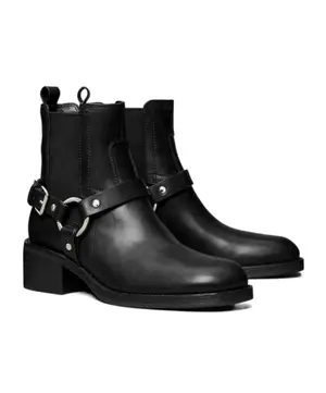 Tory Burch Buckle-strap Ring Detail Ankle Boots - Black