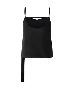 Pinko Sleeveless Satin Vest Top With Draped Georgette Overlay