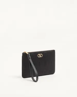 Valentino Garavani Vlogo Signature Clutch In Moiré Fabric