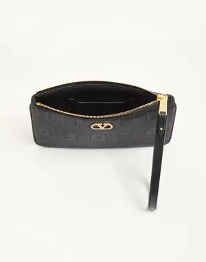 Valentino Garavani Vlogo Signature Clutch In Moiré Fabric