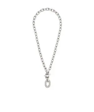 Rabanne Paco Rabanne Silver XL Link Necklace With T-Button Pendant Gray