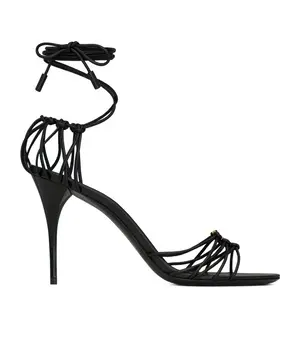 Saint Laurent Logo Plaque Stiletto Sandals - Black