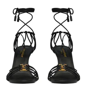 Saint Laurent Logo Plaque Stiletto Sandals - Black