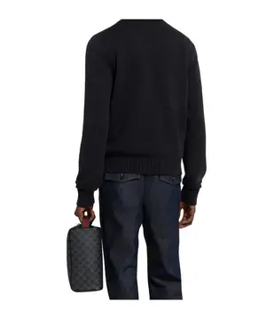 Gucci Logo Intarsia Knitted Crewneck Sweater - Black