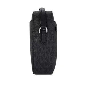 Michael Kors Monogram Zipper Shoulder Bag With Chain Detail - Black