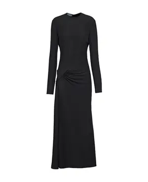 Prada Long Sleeve Cady Dress With Side Slit