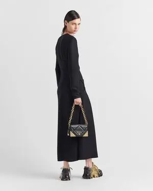 Prada Long Sleeve Cady Dress With Side Slit